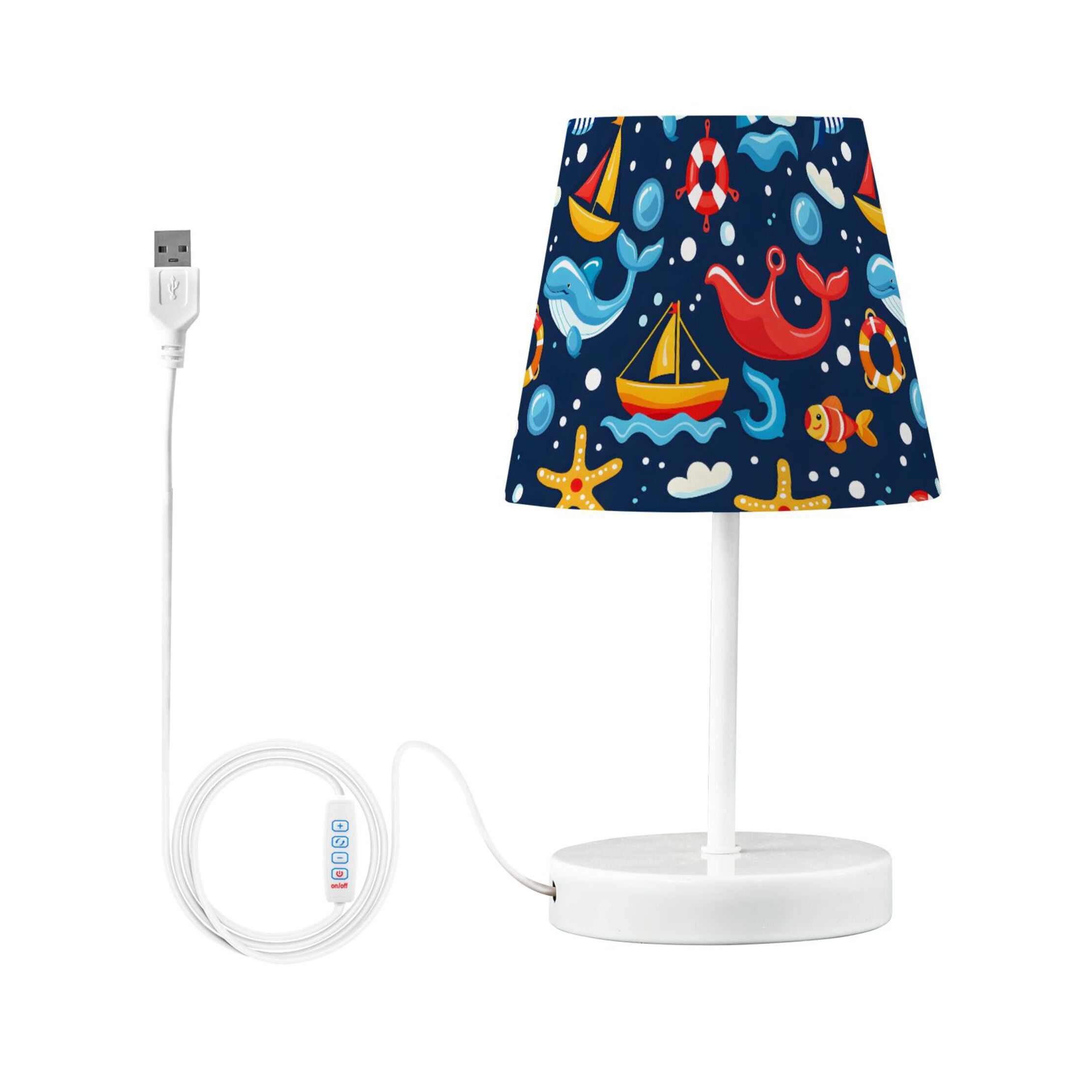 LED Desk Lamp Ship Starfish Fish Lifebuoy Table Nightstand Lamps with 3 ...