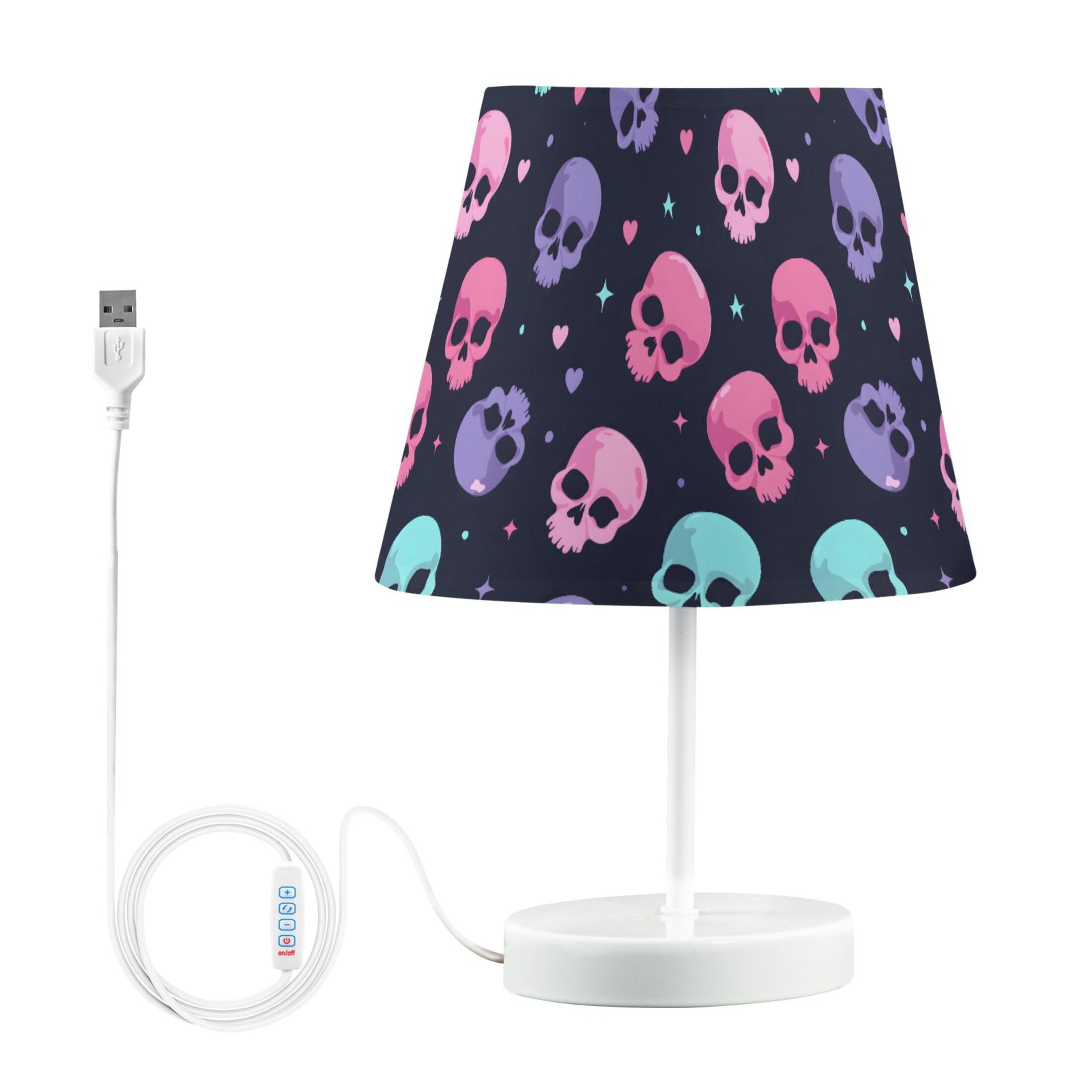 LED Desk Lamp Skull Head and Heart Table Nightstand Lamps with 3 Color ...