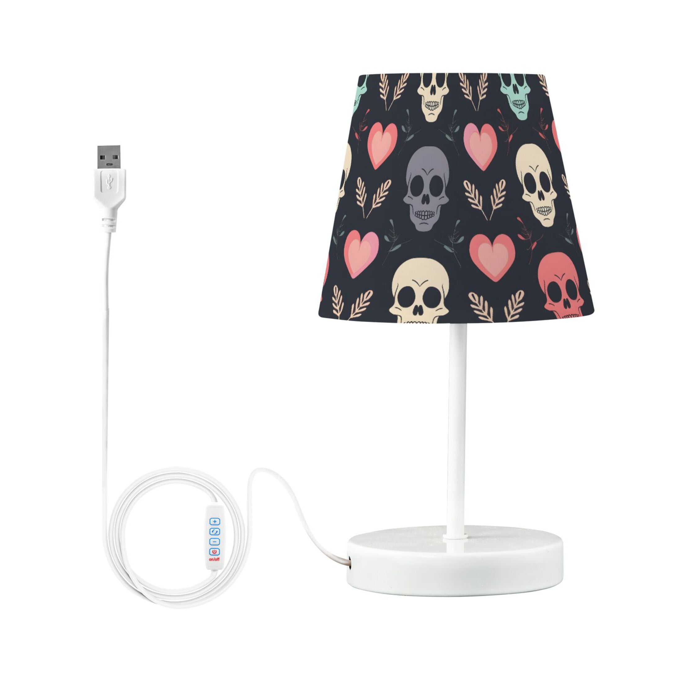 LED Desk Lamp Skull Head and Leaf Table Nightstand Lamps with 3 Color ...
