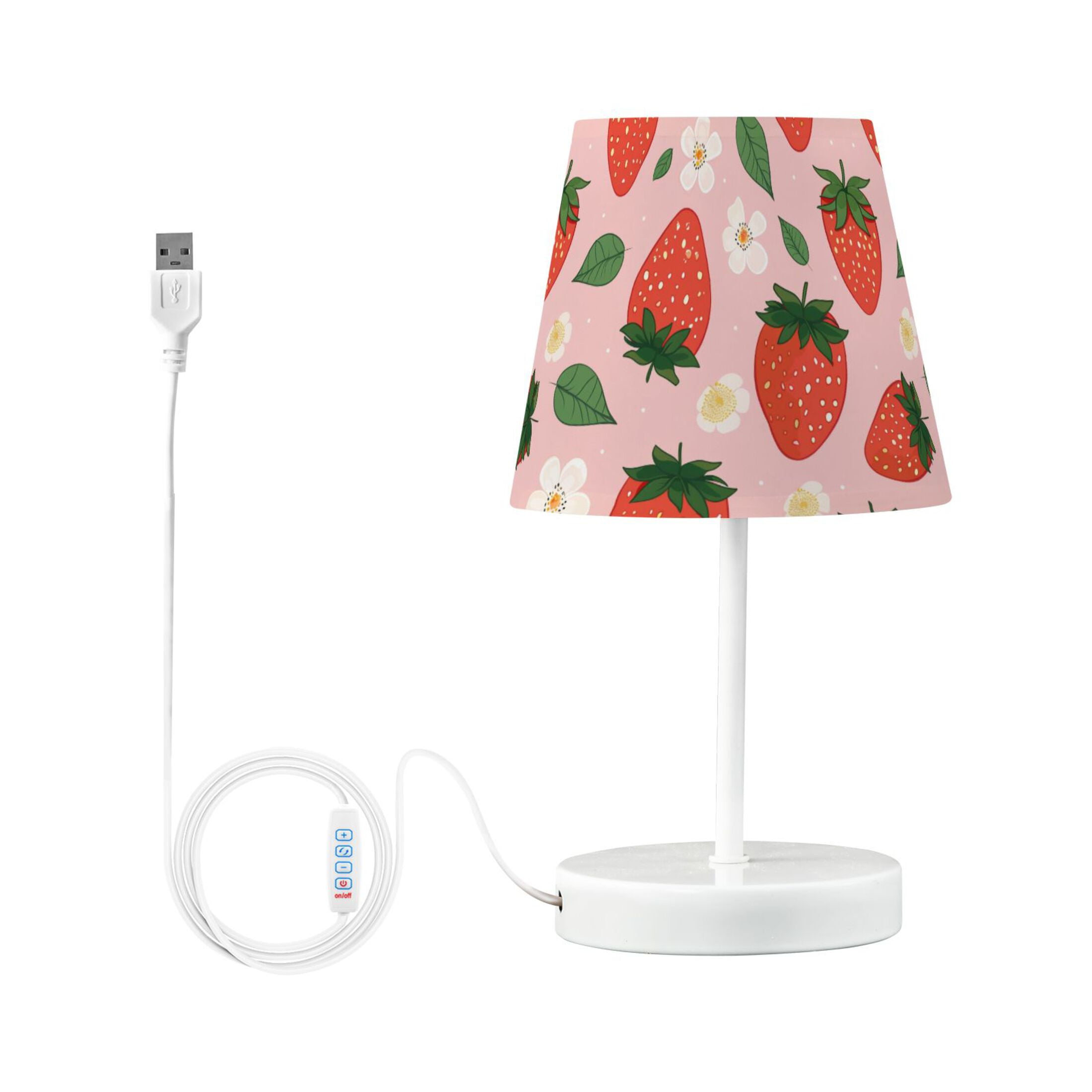 LED Desk Lamp Strawberry Leaves Fower Table Nightstand Lamps with 3 ...
