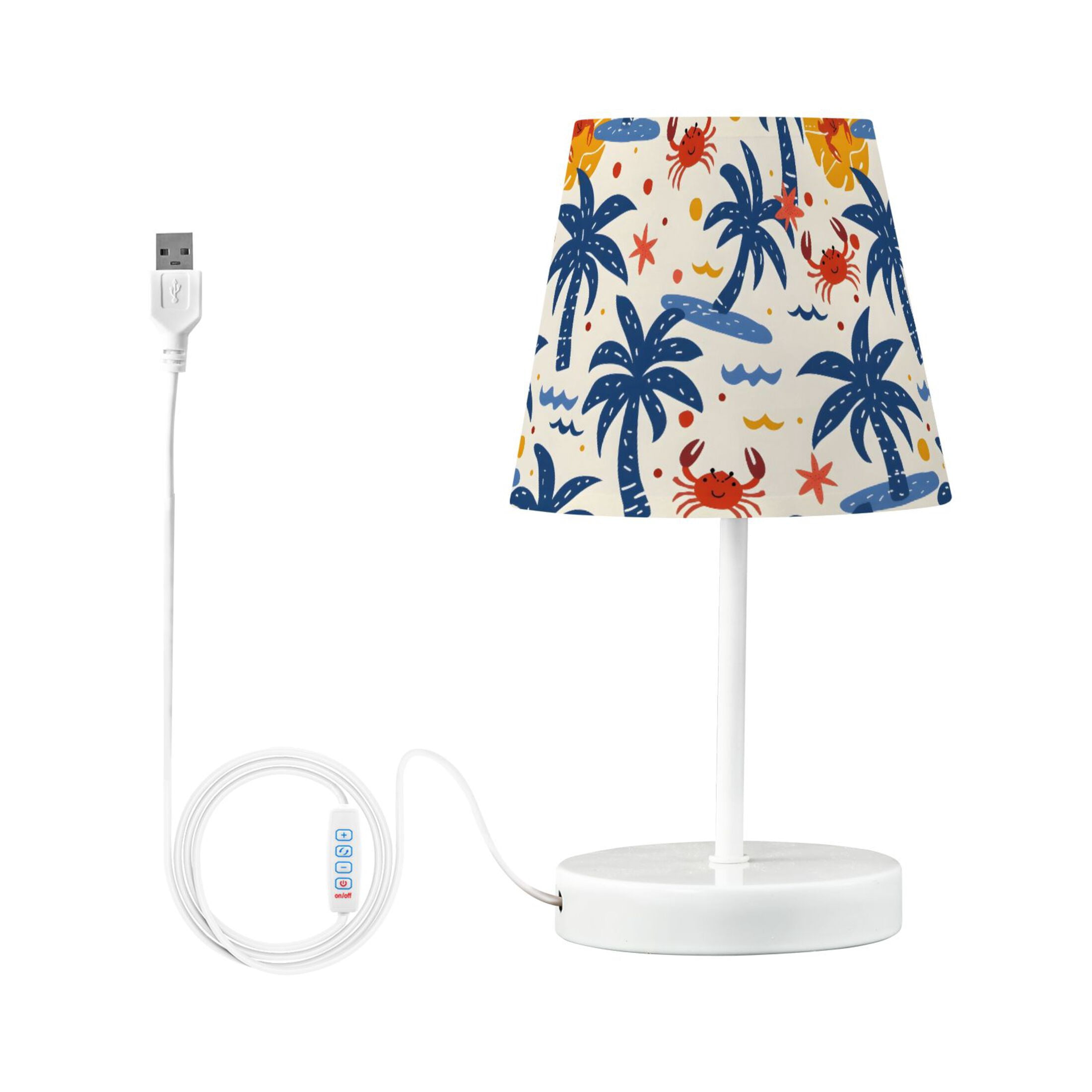 LED Desk Lamp Summer Palm Trees and Crabs Table Nightstand Lamps with 3 ...