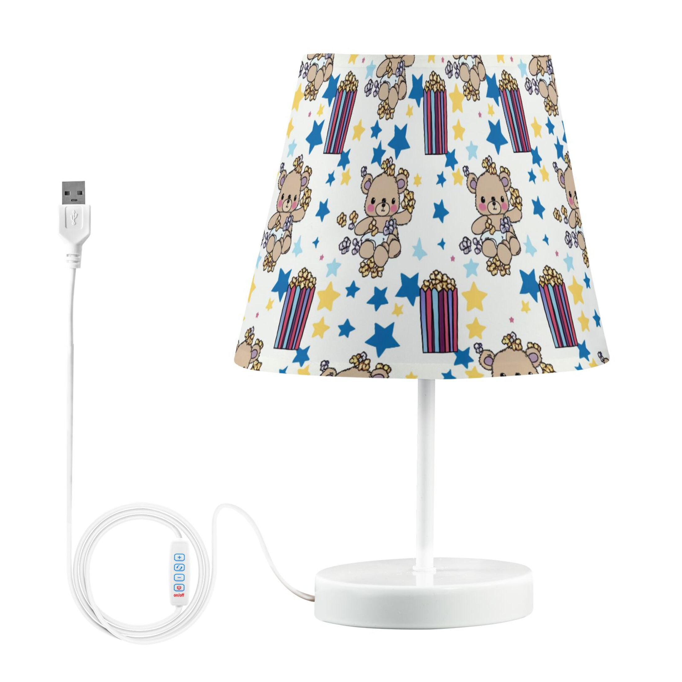 LED Desk Lamp Teddy Bear Popcorn Star Table Nightstand Lamps with 3 Color Temperatures for Home ...