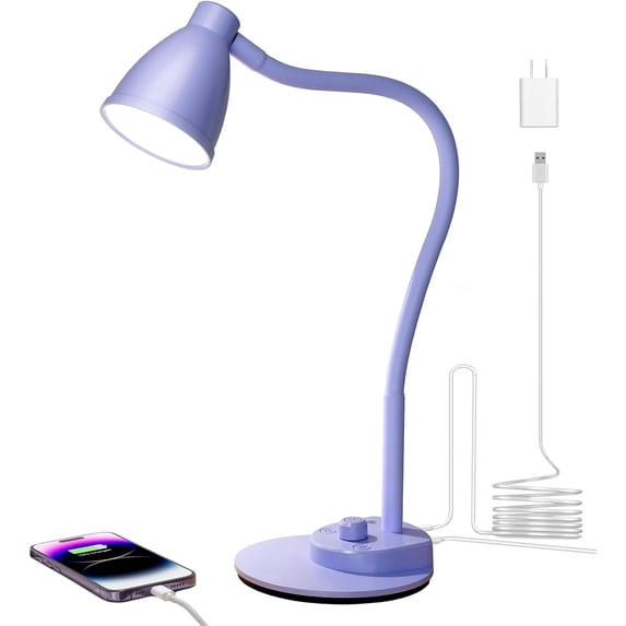 LED Desk Lamp with USB Charging Port, 3 Color Modes Fully Dimmable ...