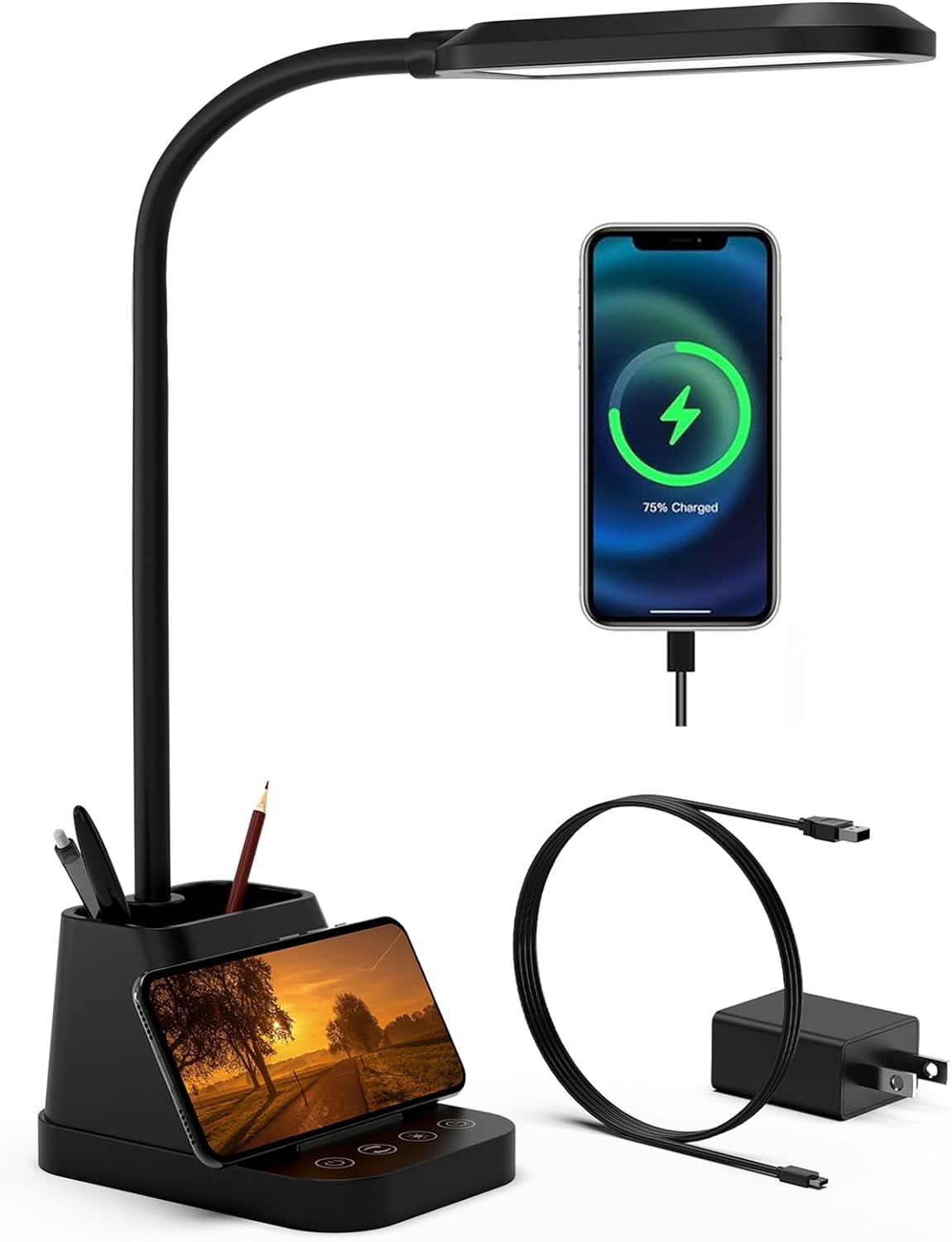 LED Desk Lamp with USB Charging Port, Study Table Light for Home Office ...