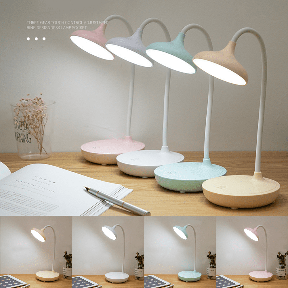 Fakrich Cordless LED Table Lamp, Pink Desk Light with USB Ports, 3 ...