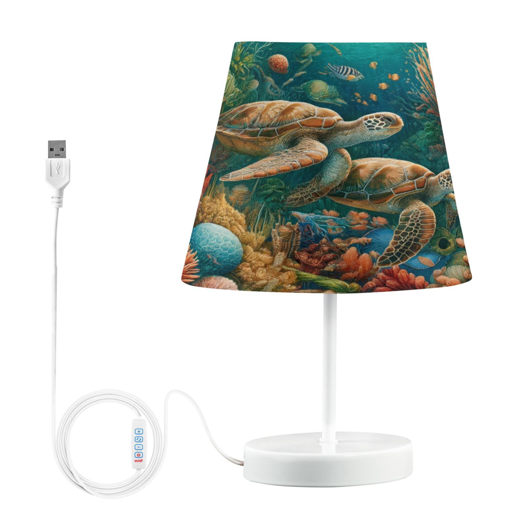 LED Desk Lamp Underwater Sea Ocean Turtle Table Nightstand Lamps with 3 ...