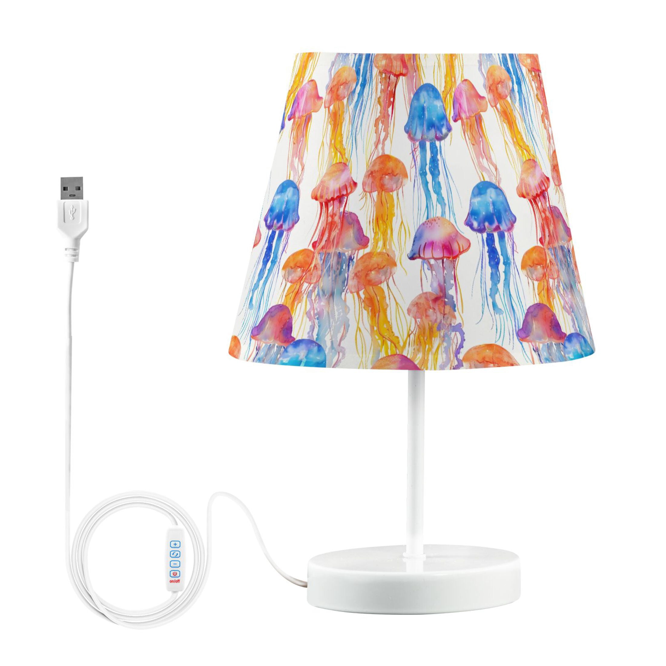 LED Desk Lamp Watercolor Jellyfish Table Nightstand Lamps with 3 Color ...