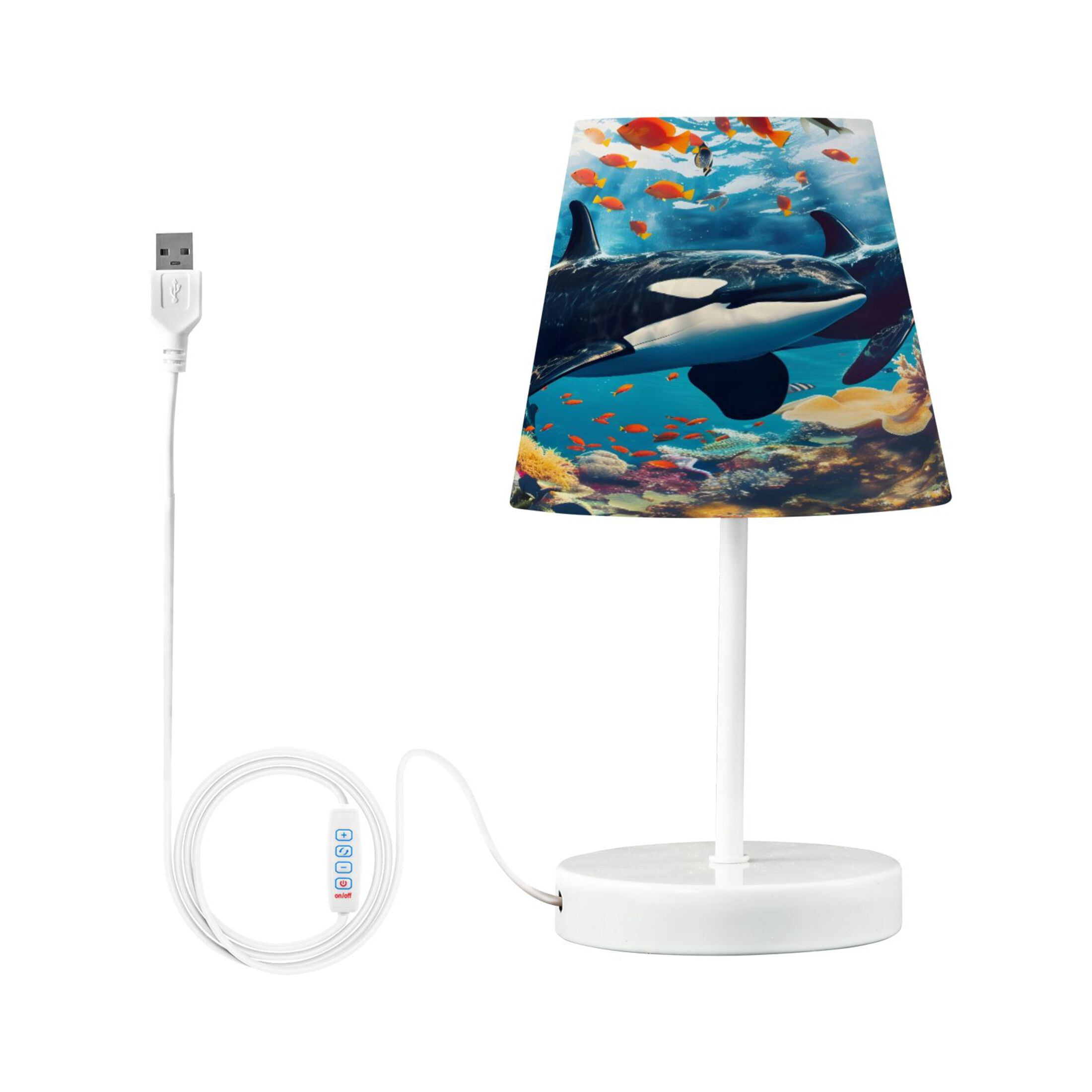 LED Desk Lamp Whales Swimming in Sea Table Nightstand Lamps with 3 ...