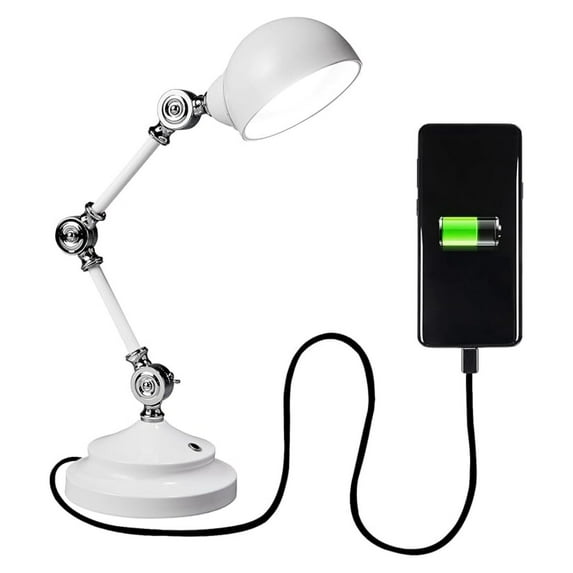 LED Desk Lamp, White - 3 Brightness Levels, USB Charging Port ...