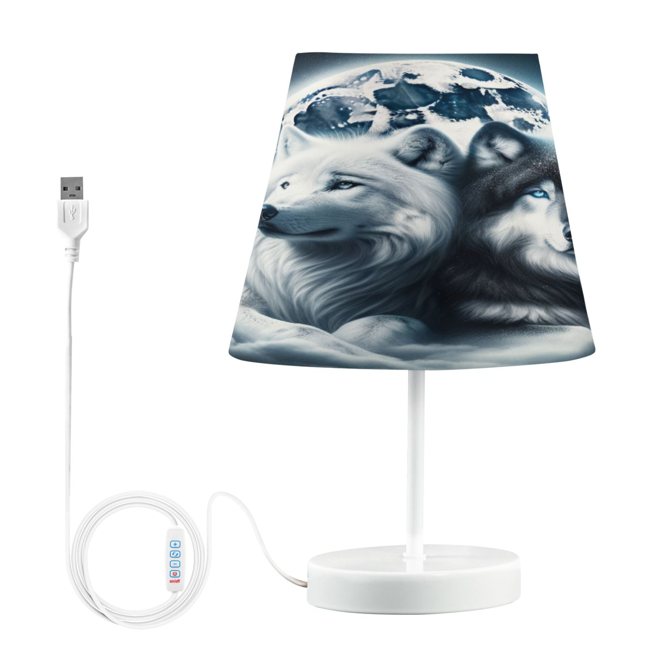 LED Desk Lamp Wolves Lying under Moonlight Table Nightstand Lamps with ...