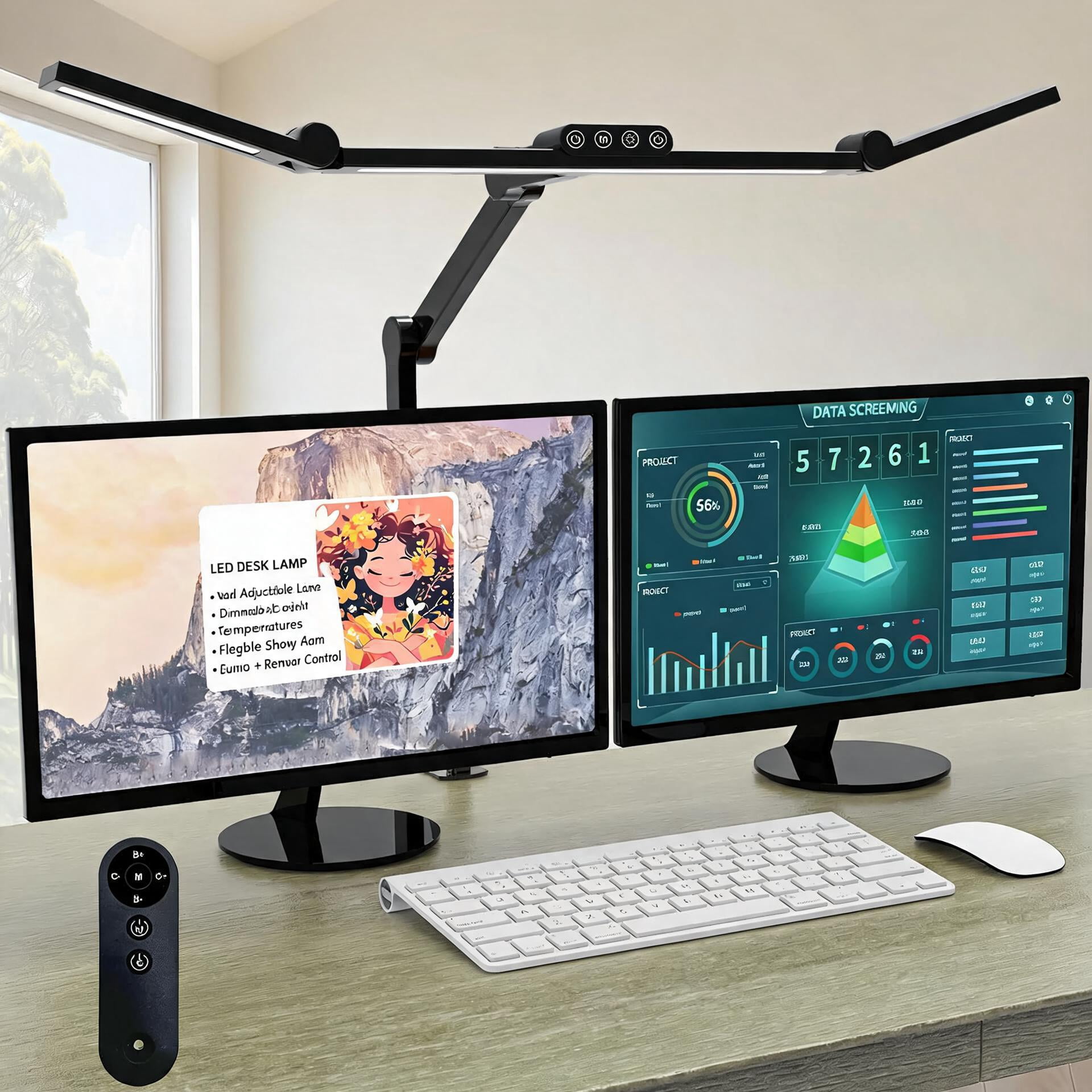 LED Desk Lamp with Clamp 24W Ultra Bright Auto Dimming 7 Rotatable ...
