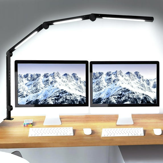 LED Desk Lamp with Clamp & Flexible Arm - 3 Light Sources, 4 Color ...