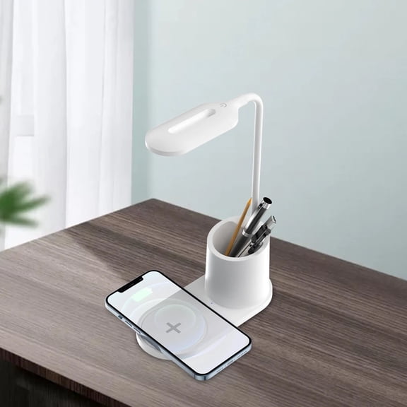 Small Led Desk Lamp for an Office in Home with USB Port and Wireless Charging - 3 Modes Dimmable ...