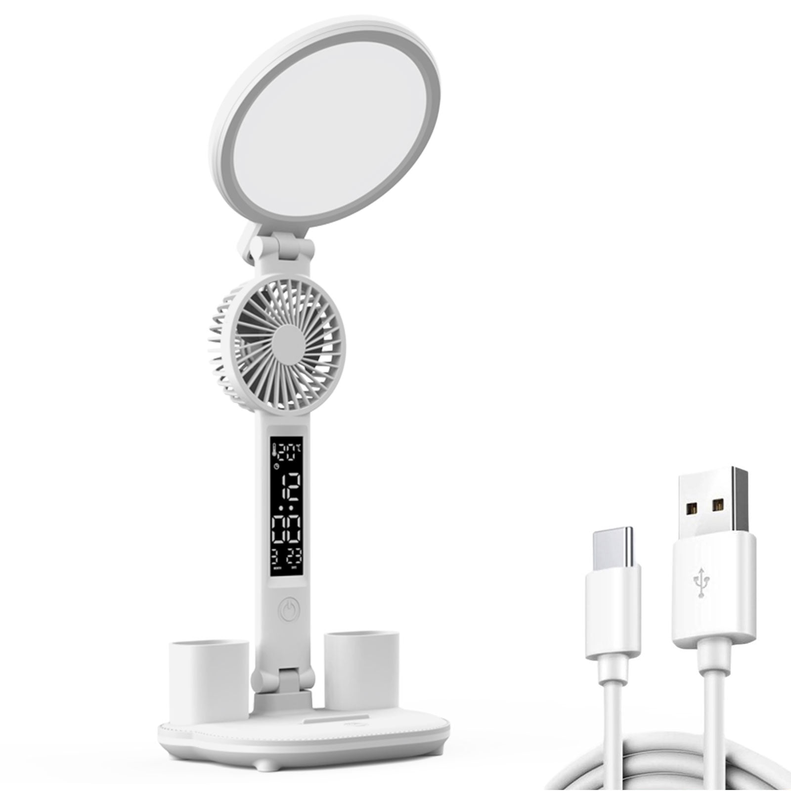LED Desk Light, Soft Reading Round Screen Lamp Clock Brightness ...