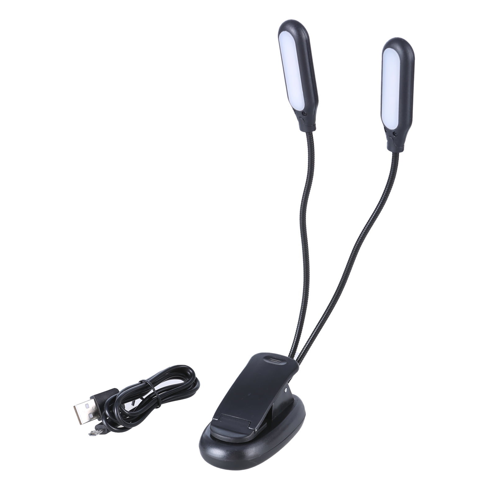 LED Desk Light USB Rechargeable Clip Lamp With 3 Color Lights Double ...