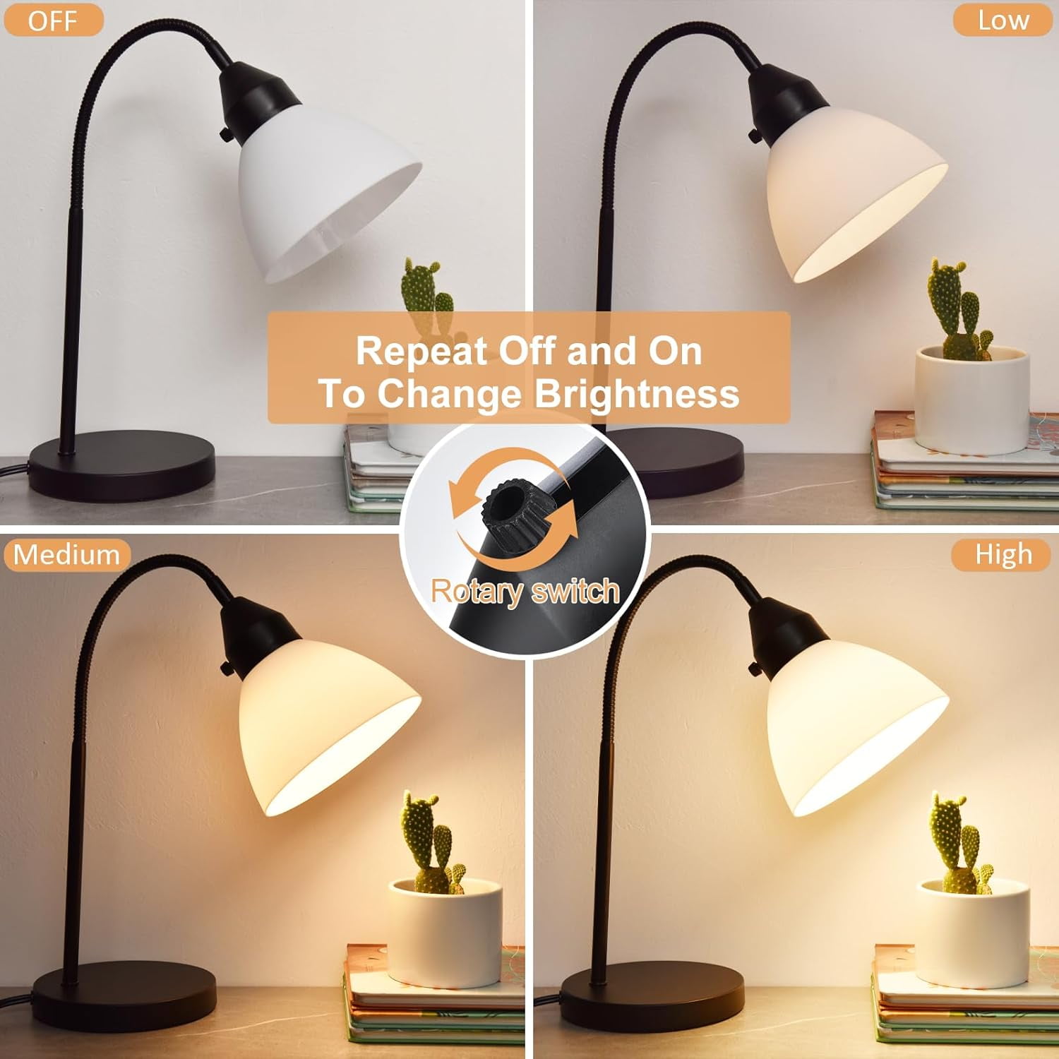 LED Desk for Home Office, 3 Levels Dimmable Reading Light, Flexible ...