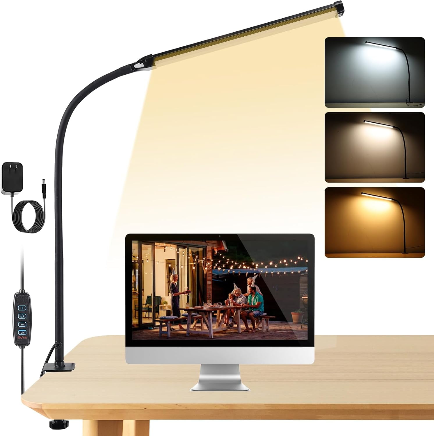 LED Desk lamp with Clamp, Adjustable Desk Light for Home Office with 3 ...