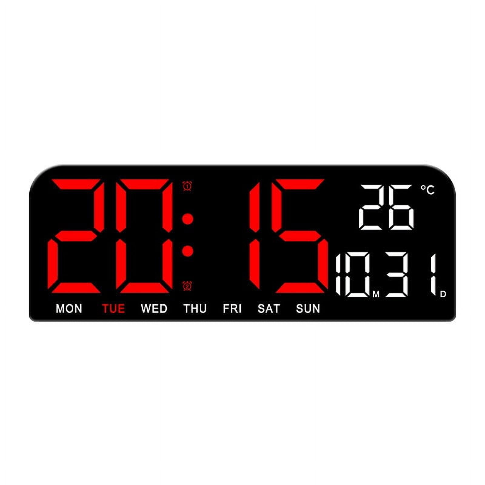 LED Desktop Clock Extra Large Digital Wall Clock with Date, Temperature ...