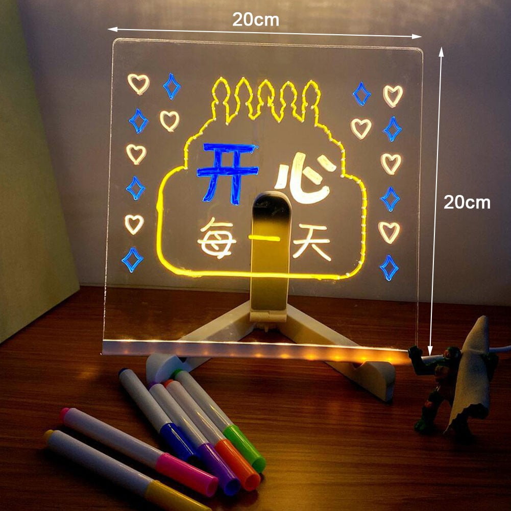 LED Desktop Erasable Luminous Acrylic Coloring Blackboard Writing Board ...