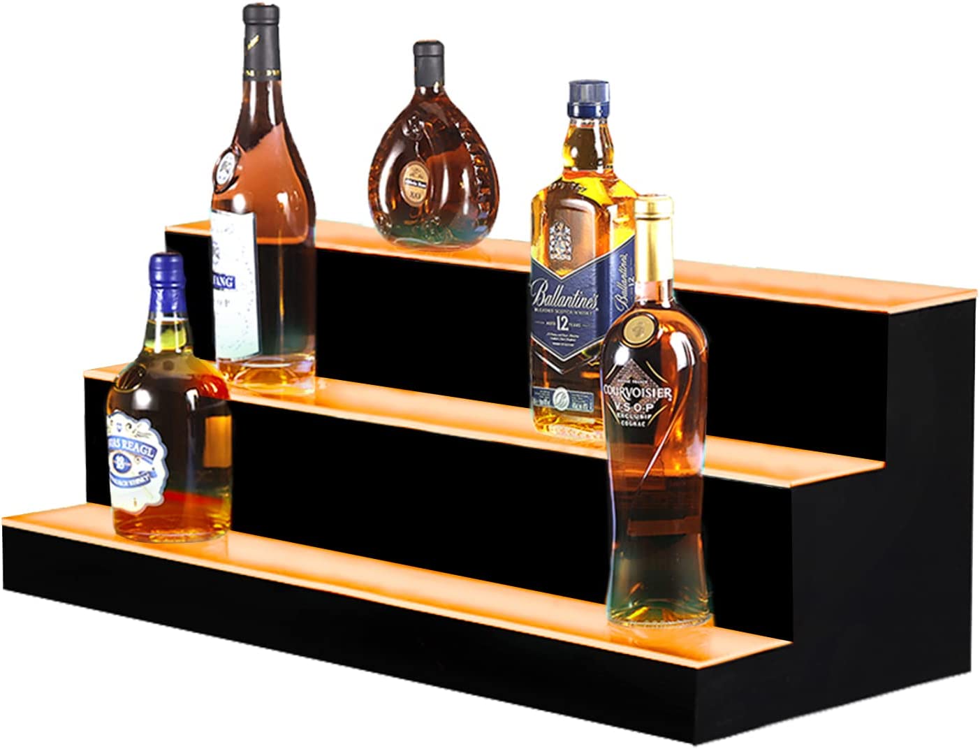 LED Detachable Lighted Liquor Bottle Display Shelf 40 Inch 3 Step Bar ...