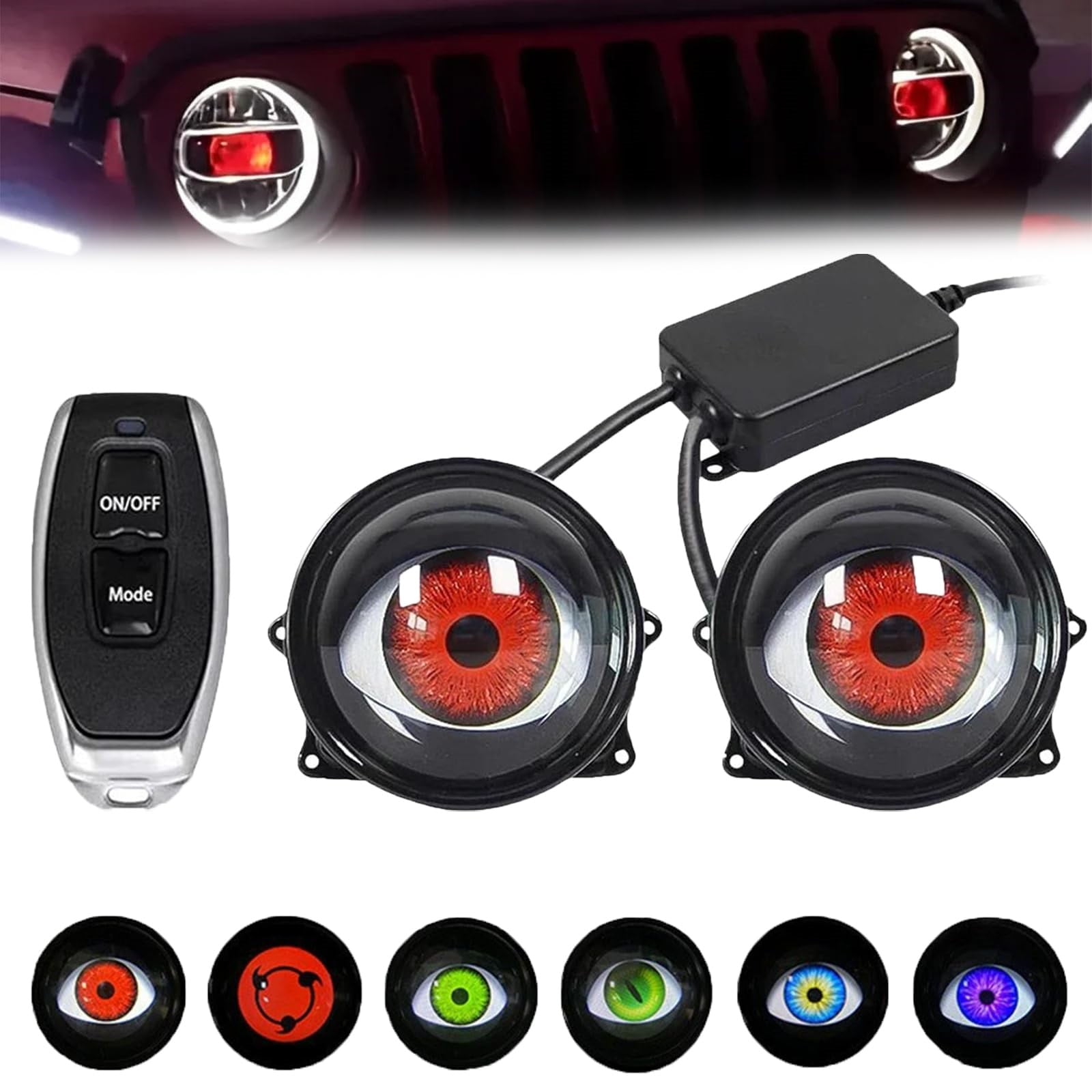 LED Devil Eyes Headlights for Cars, Adjustable Eye Pattern USB/12V ...