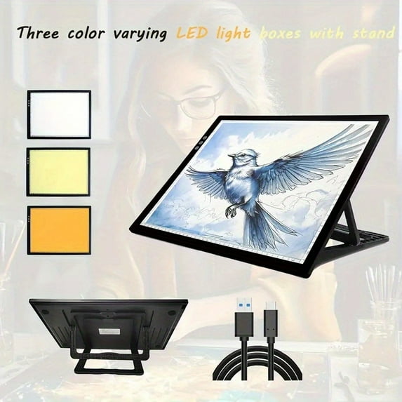 LED Diamond Painting Light Box with Stand, 3 Colors & 8 Brightness ...