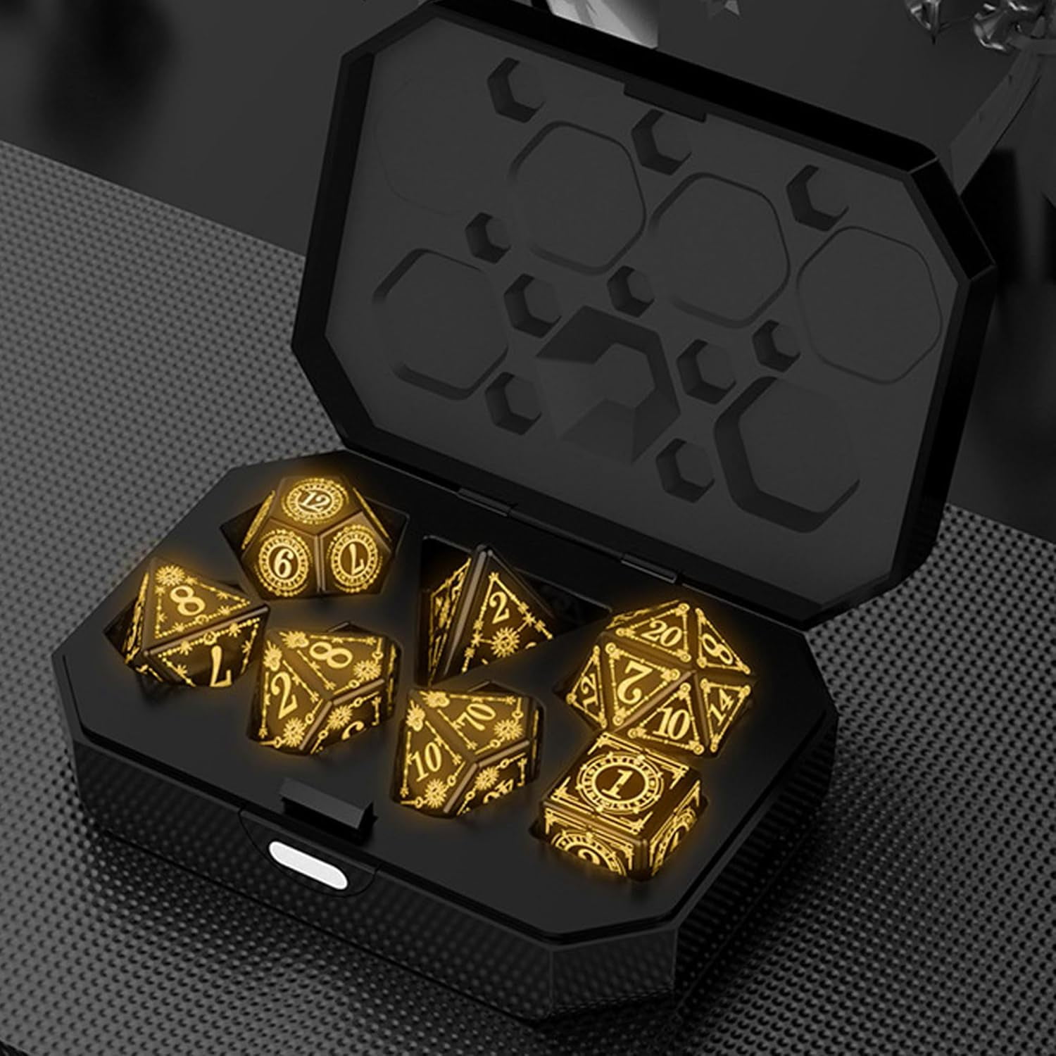 LED Dice Set D&D Rechargeable, Wireless Light up Dice Set DND Dice Set ...