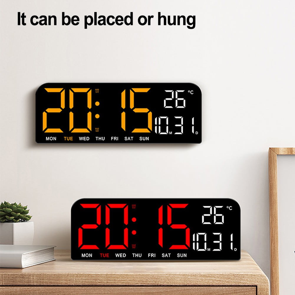 LED Digital Alarm Clock 24*9cm with Temperature Display and Timer for ...