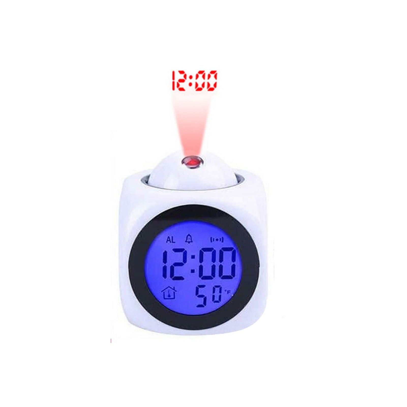 LED Digital Alarm Clock Projector Temperature Thermometer Desk Date ...