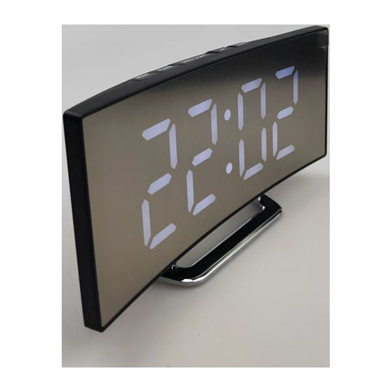 LED Digital Alarm Clock Temperature Bedside Desk Large Mirror Display ...