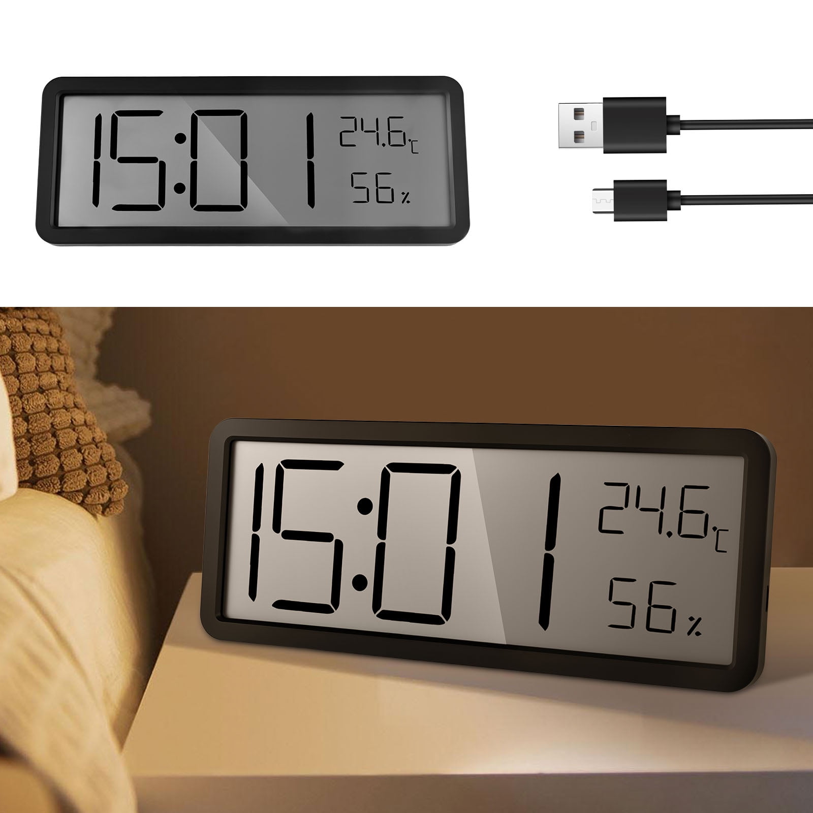 TZGSONP LED Digital Alarm Clock USB Battery Operated Adjustable ...
