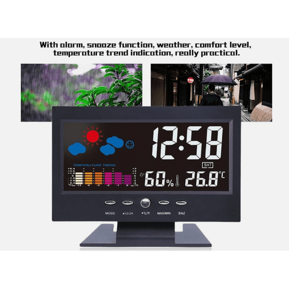 LED Digital Alarm Clock with Snooze – Calendar, Thermometer ...