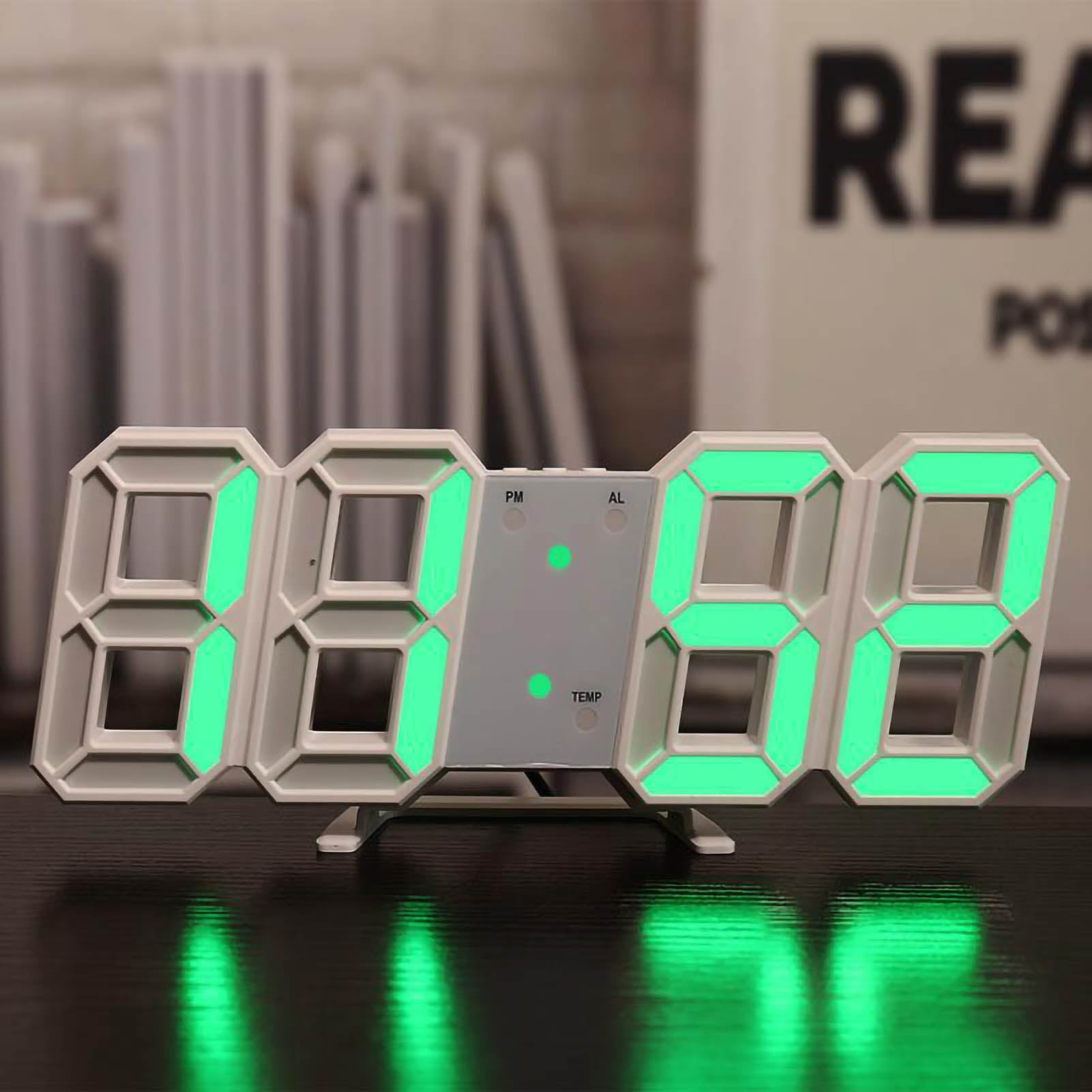 LED Digital Desk Alarm Clock Silent 3D Digital Wall Clock Desktopfor ...