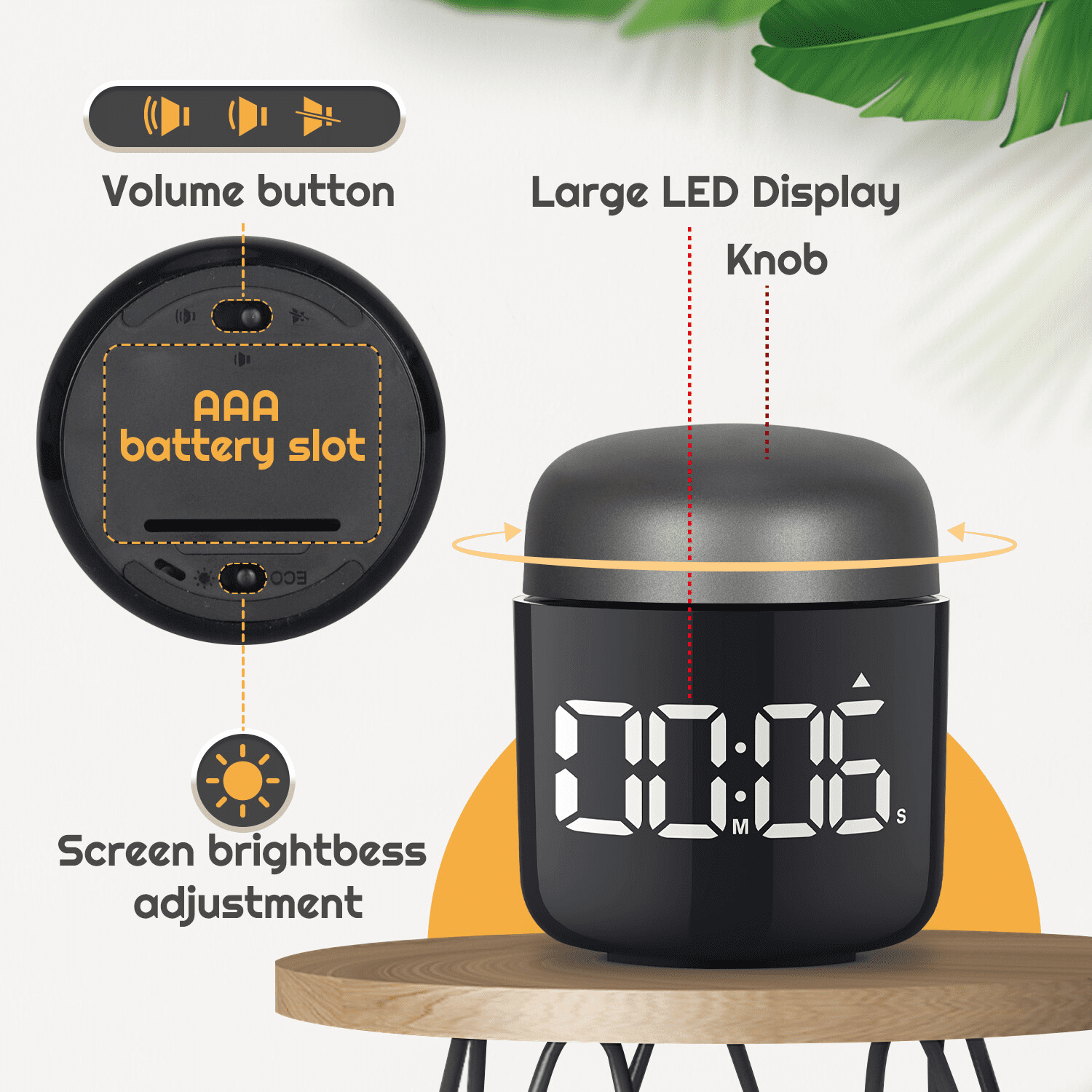 LED Digital Kitchen Timer, Countup Countdown Cooking Timer for Kitchen with Large LED Display ...