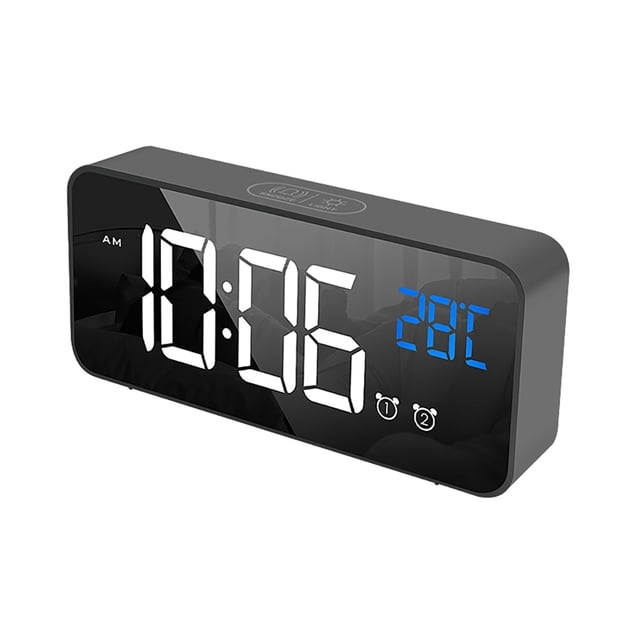 LED Digital Music Alarm Clock 2 Alarms Voice Control Clock Snooze ...