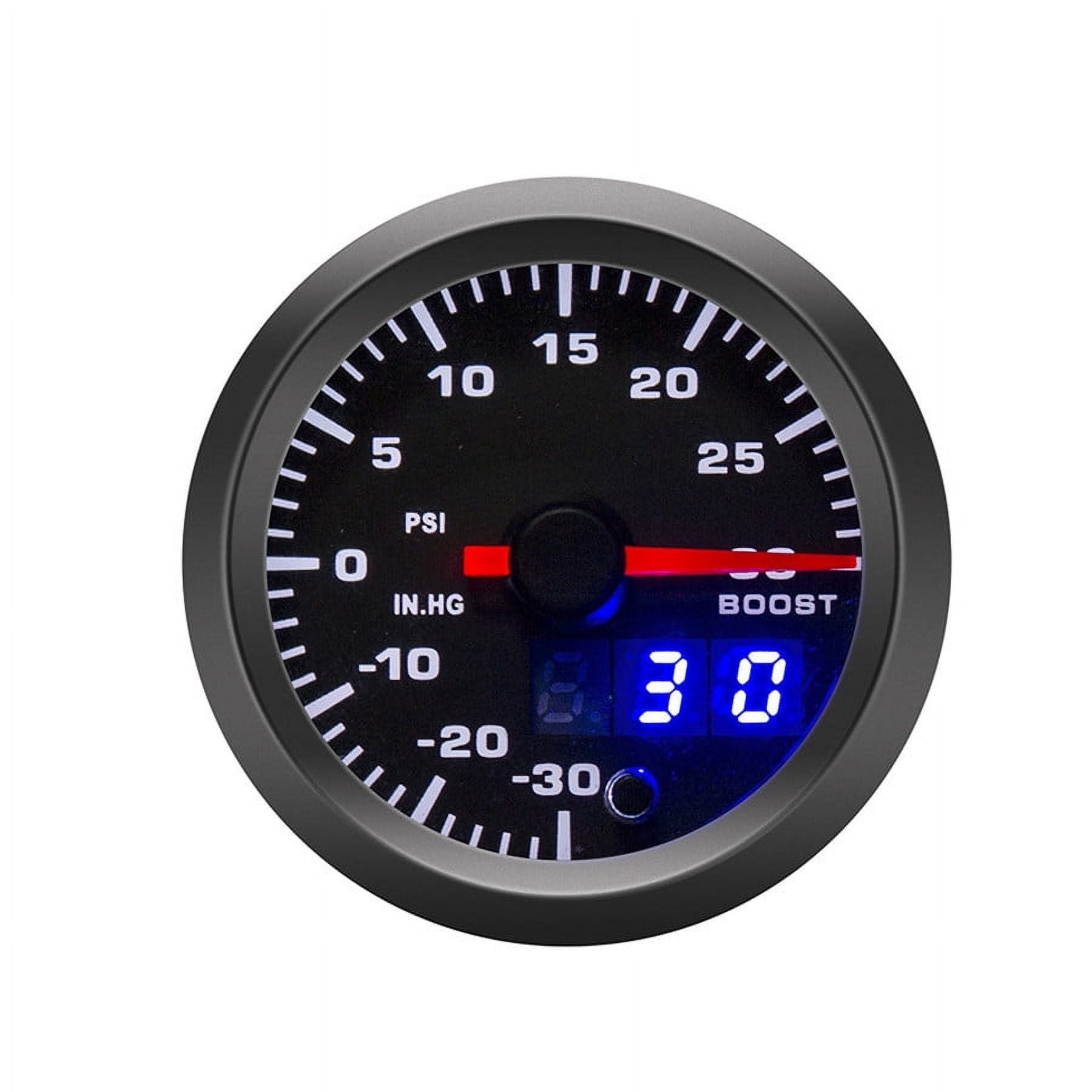 LED Digital Pointer 2"/52mm 7Color Display Turbo Boost Gauge 0-30PSI ...