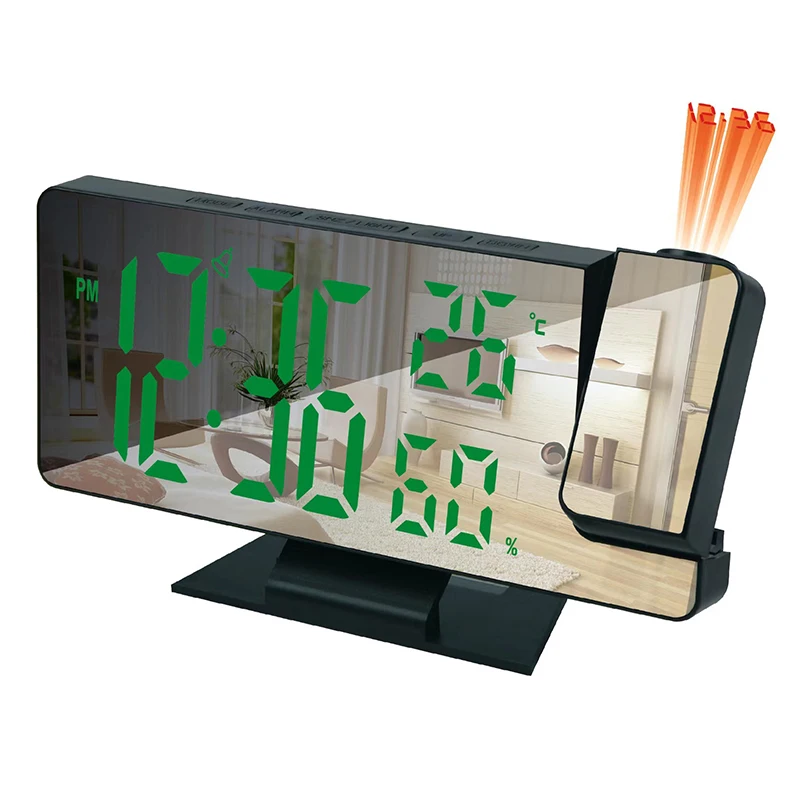 LED Digital Projection Alarm Clock with Time Temperature Display ...