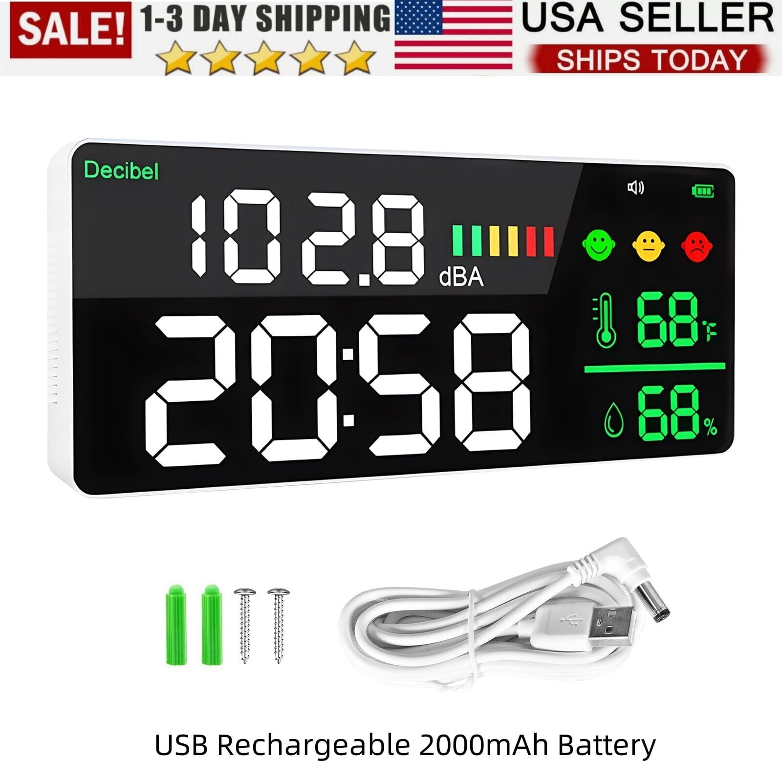 LED Digital Sound Level Meter 30~130db Noise Detector Decibel Meter ...