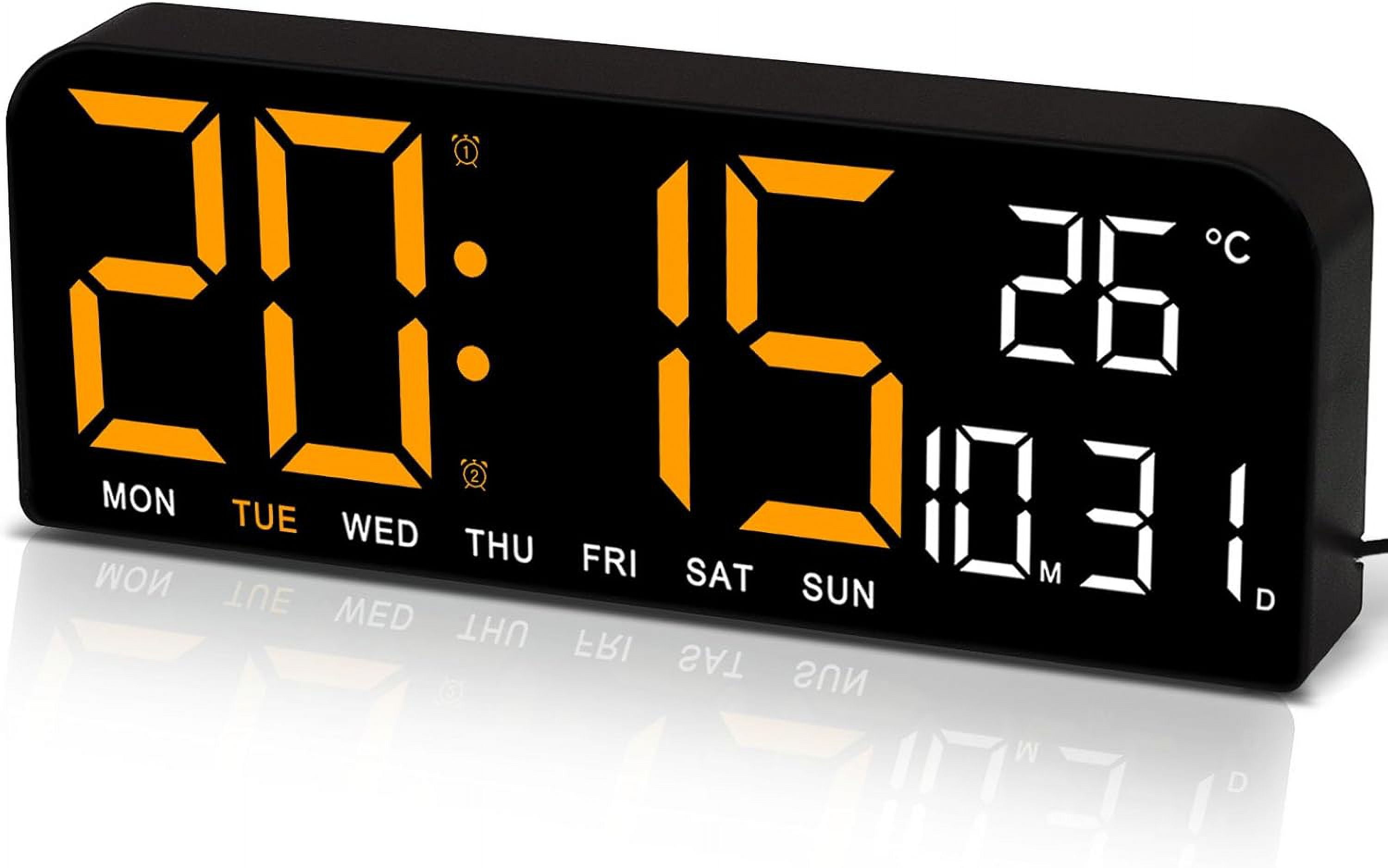 LED Digital Wall Clock Decorative, 10" Digital Alarm Clocks for Bedrooms, Digital Clock Large ...