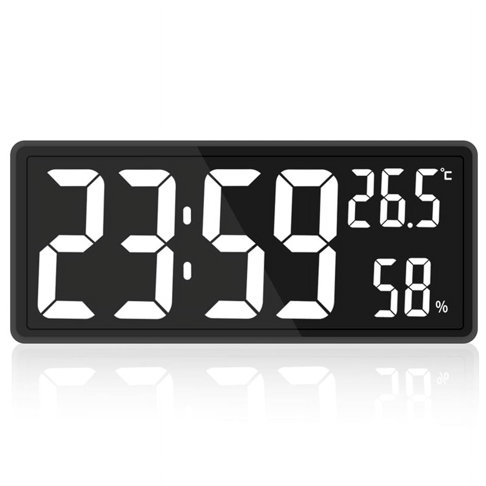 LED Digital Wall Clock, Digits Display,Indoor Temperature&Humidity,for ...