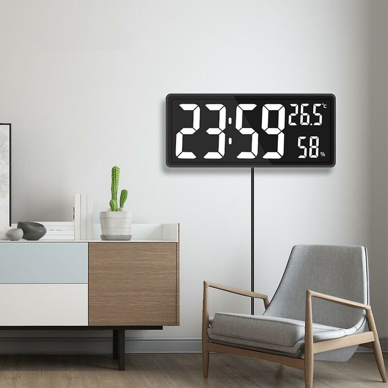 LED Digital Wall Clock, Large Digits Display, White Indoor Office ...