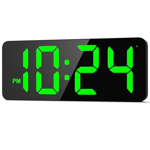 LED Digital Wall Clock with Large Display,Big Digits,Auto-Brightness,12 ...