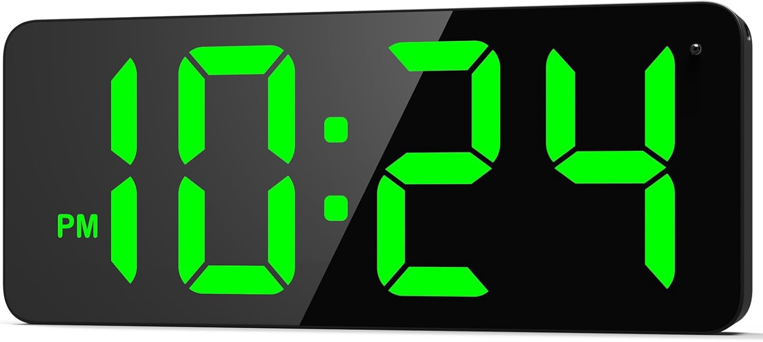 LED Digital Wall Clock with Large Display, Big Digits, Auto-Brightness ...