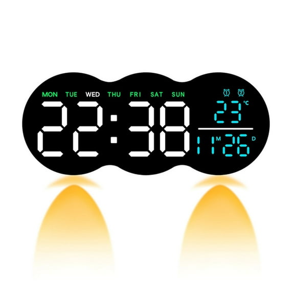 LED Digital Wall Clock Large Screen Display with Remote Control 2 Alarm ...
