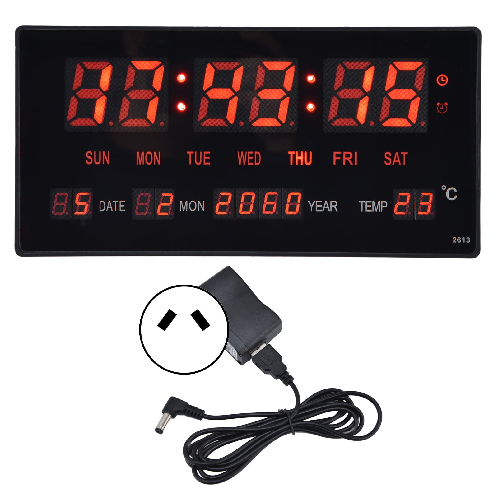 LED Digital Wall Clock Simple Digital Wall Calendar LED Desk Clock for ...