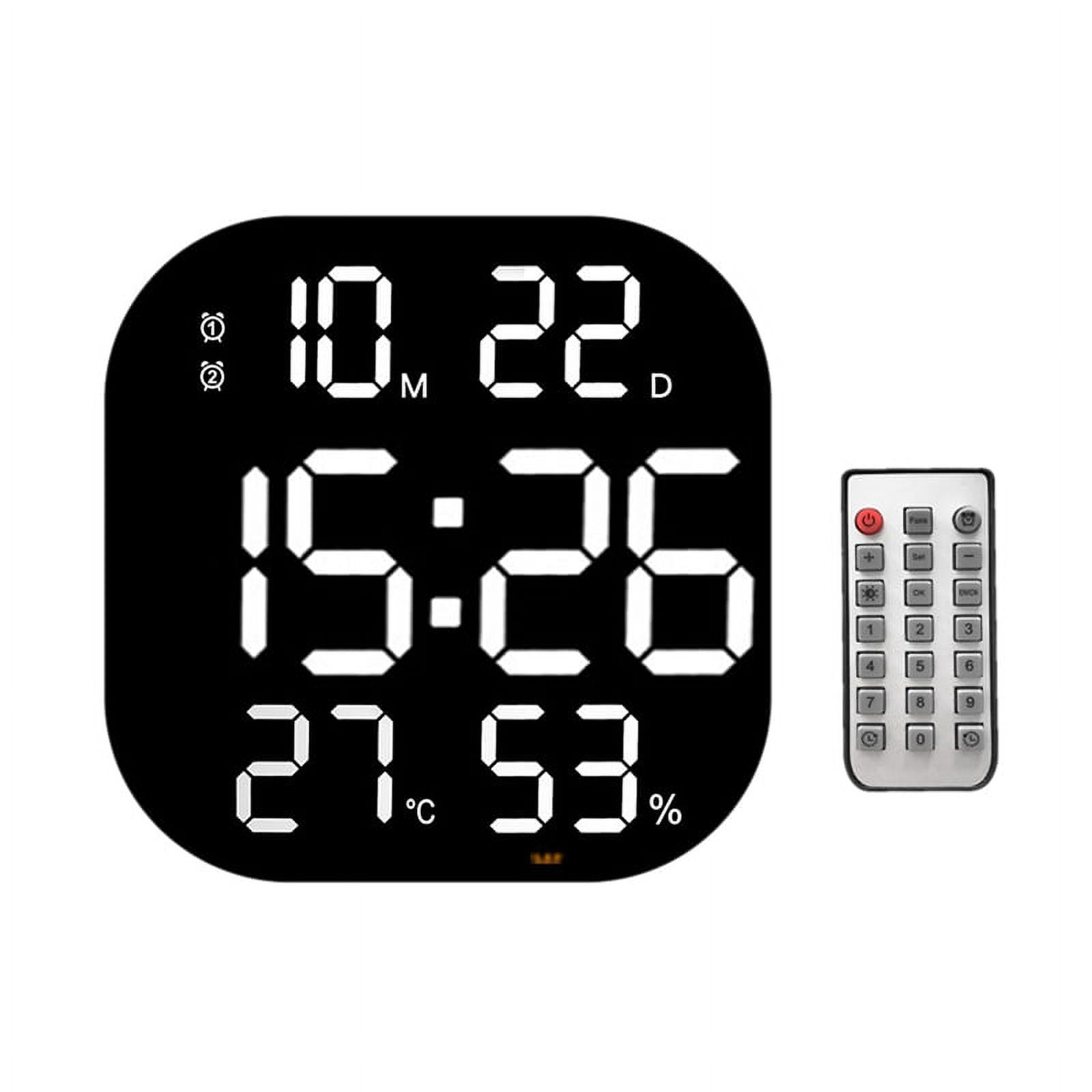LED Digital Wall Clock Temperature Date Week Display Adjustable ...