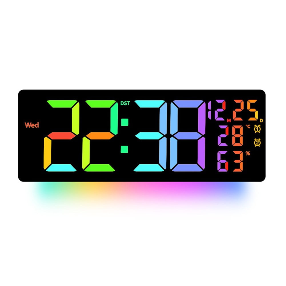LED Digital Wall Clock Time Date & Temperature Display with Convenient ...