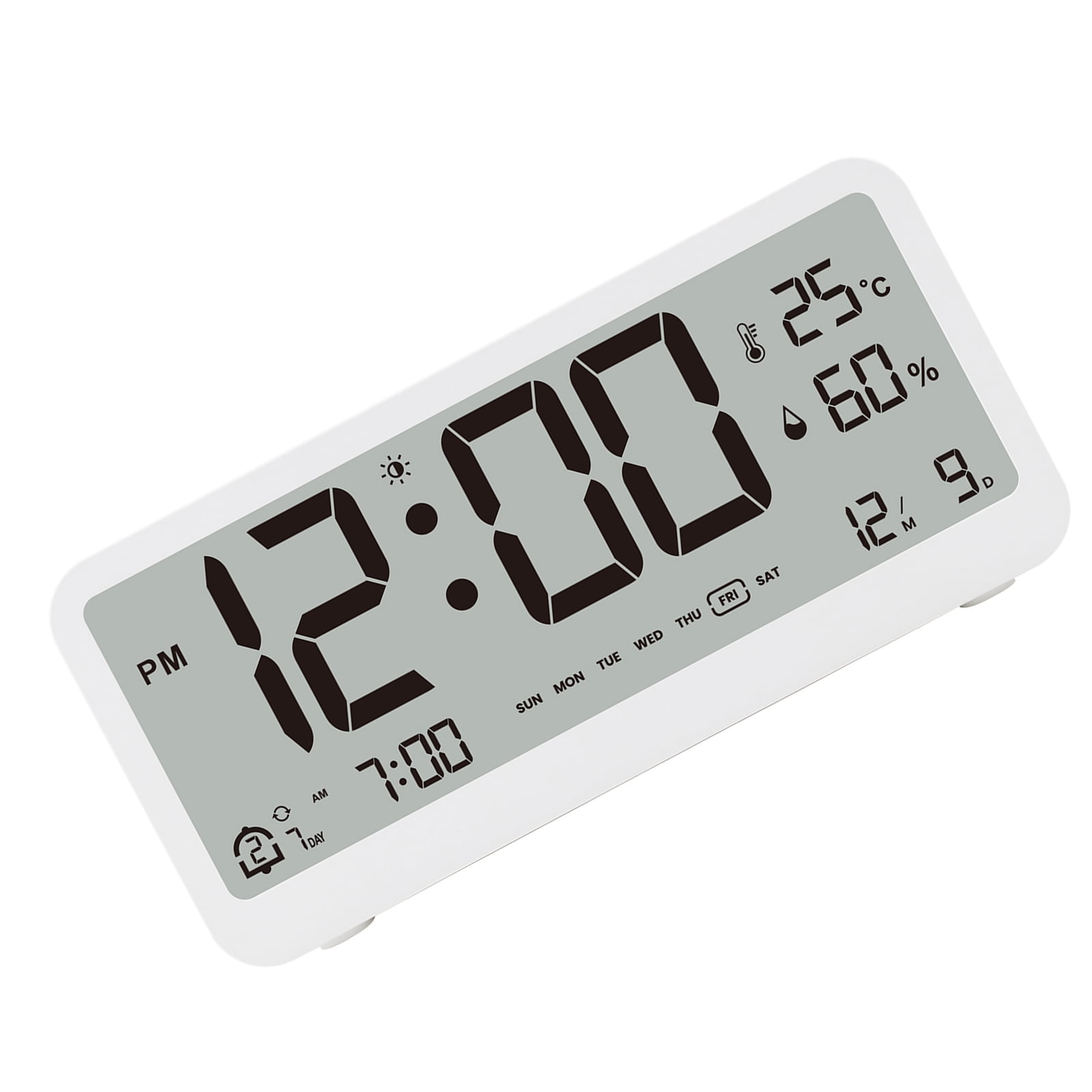 LED Digital Wall Clock With Temperature Humidity Display, Alarms ...