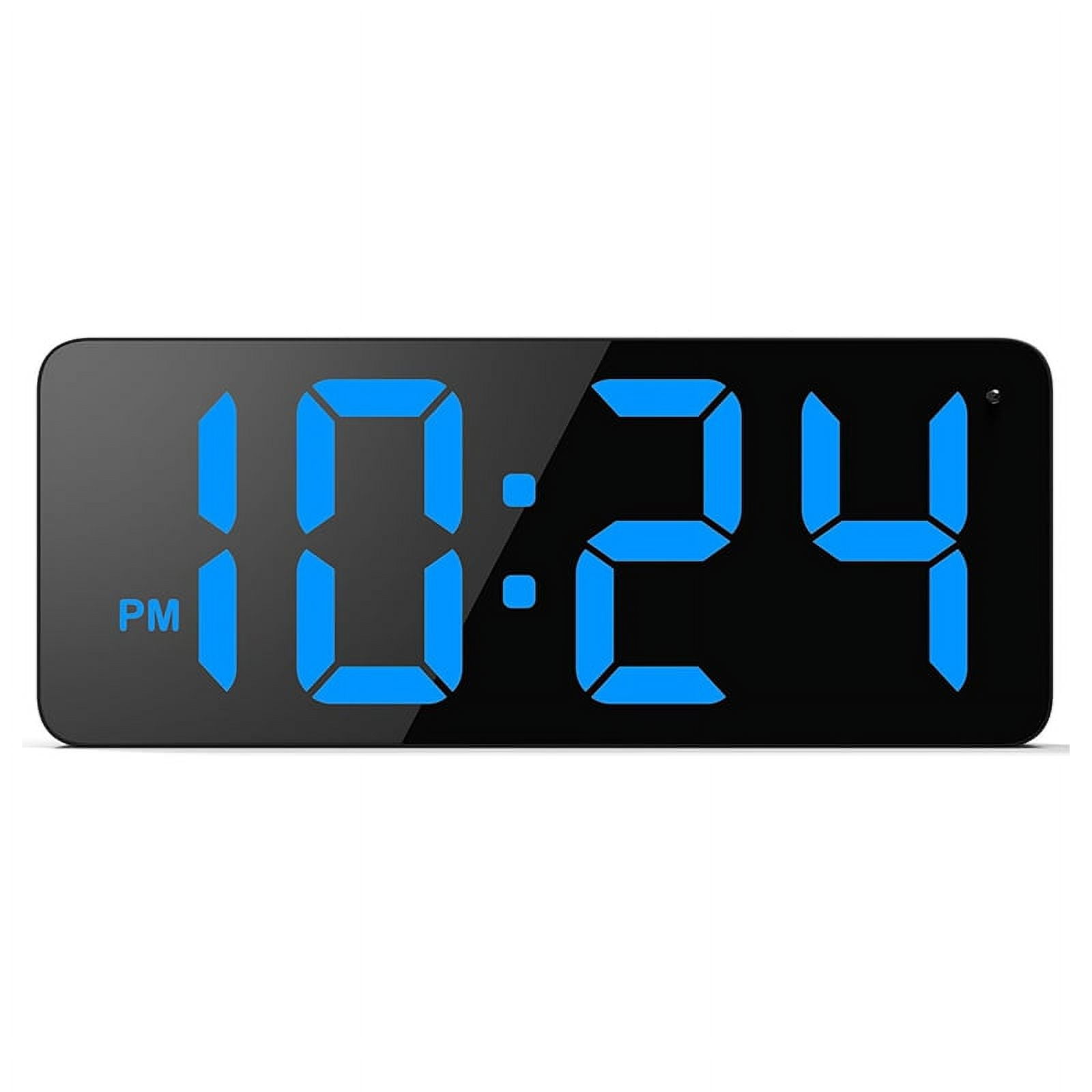 LED Digital Wall Clock with Large Display Digits, Auto-Dimming, 12/24Hr ...