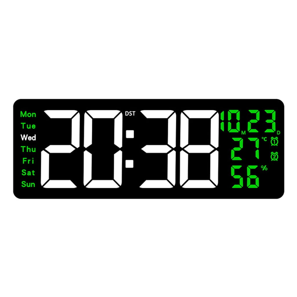 LED Digital Wall Clock with Large Screen Time Date Week Temperature ...